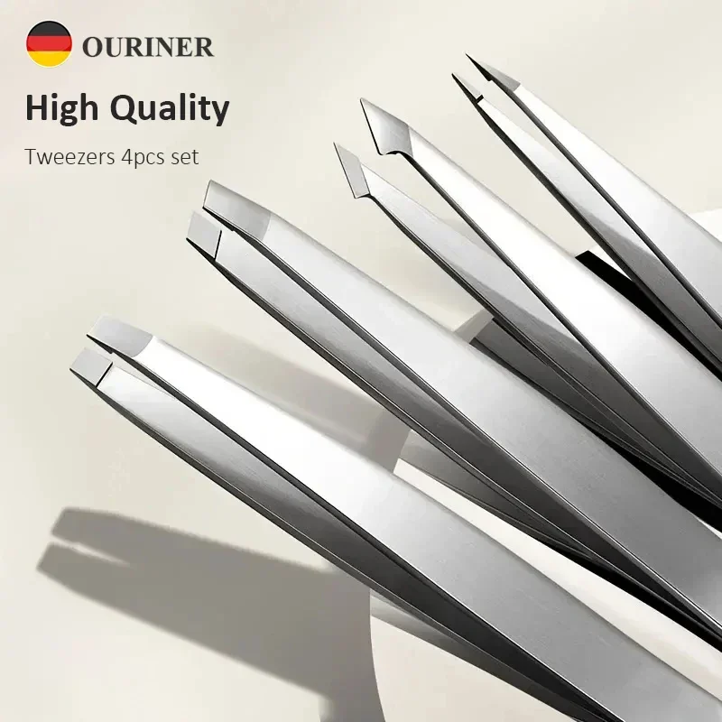 Ouriner Eyebrow Tweezers Set 4 Pcs Stainless Steel Eyebrow Forceps ...
