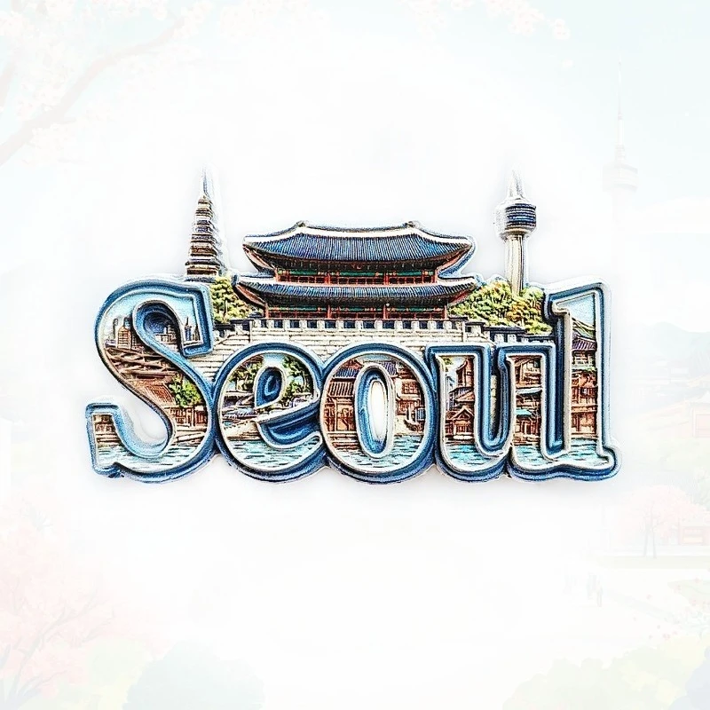 Seoul Gyeongbokgung & Namsan Tower Fridge Magnet - 3D Korean Souvenir ...