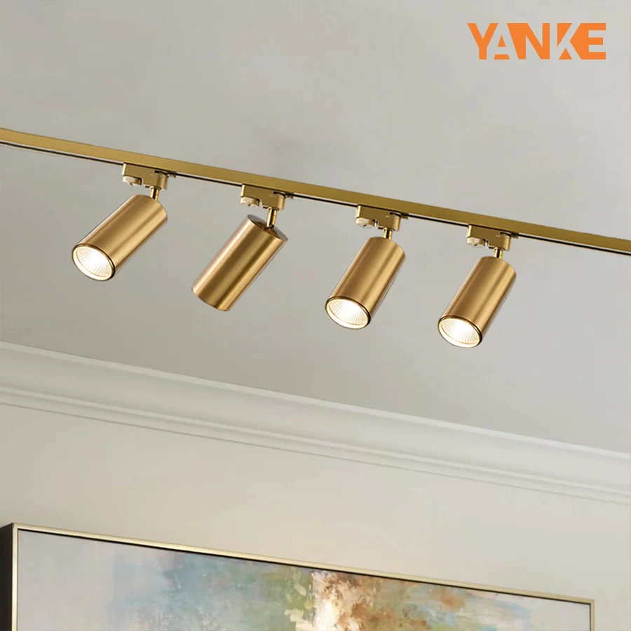 Gold Track Spotlights 220v LED Rail Light COB Beads Rotatable Ceiling ...
