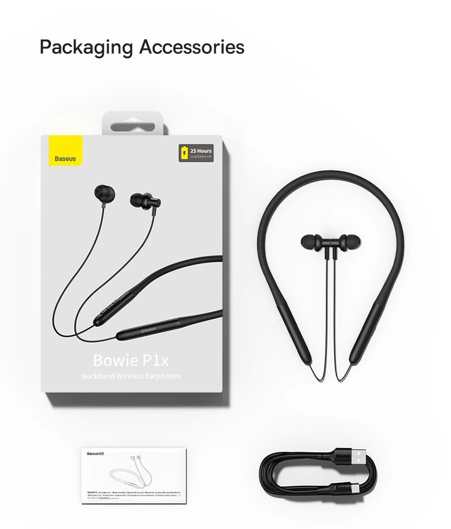 Baseus Bowie P1x In-ear Neckband Wireless Earphones – Black (6M) - BaduDeal