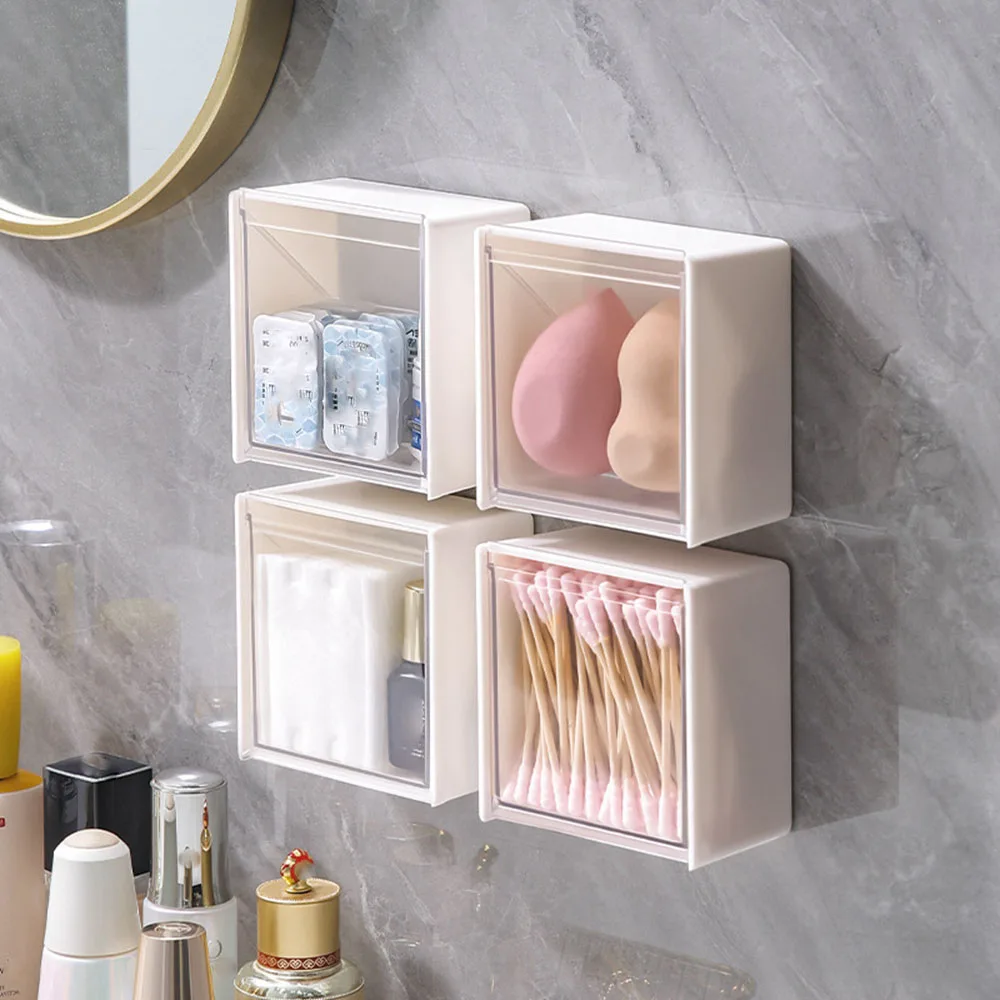 1PCS-Wall-Mounted-Boxes-Holder-Flip-Cover-Cotton-Swabs-Box-Bathroom ...