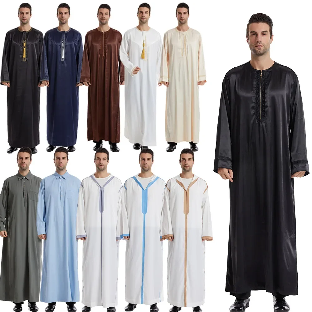 Men Dubai Saudi Abaya Muslim Jubba Thobe Dress Eid Turkey Arab Robe ...