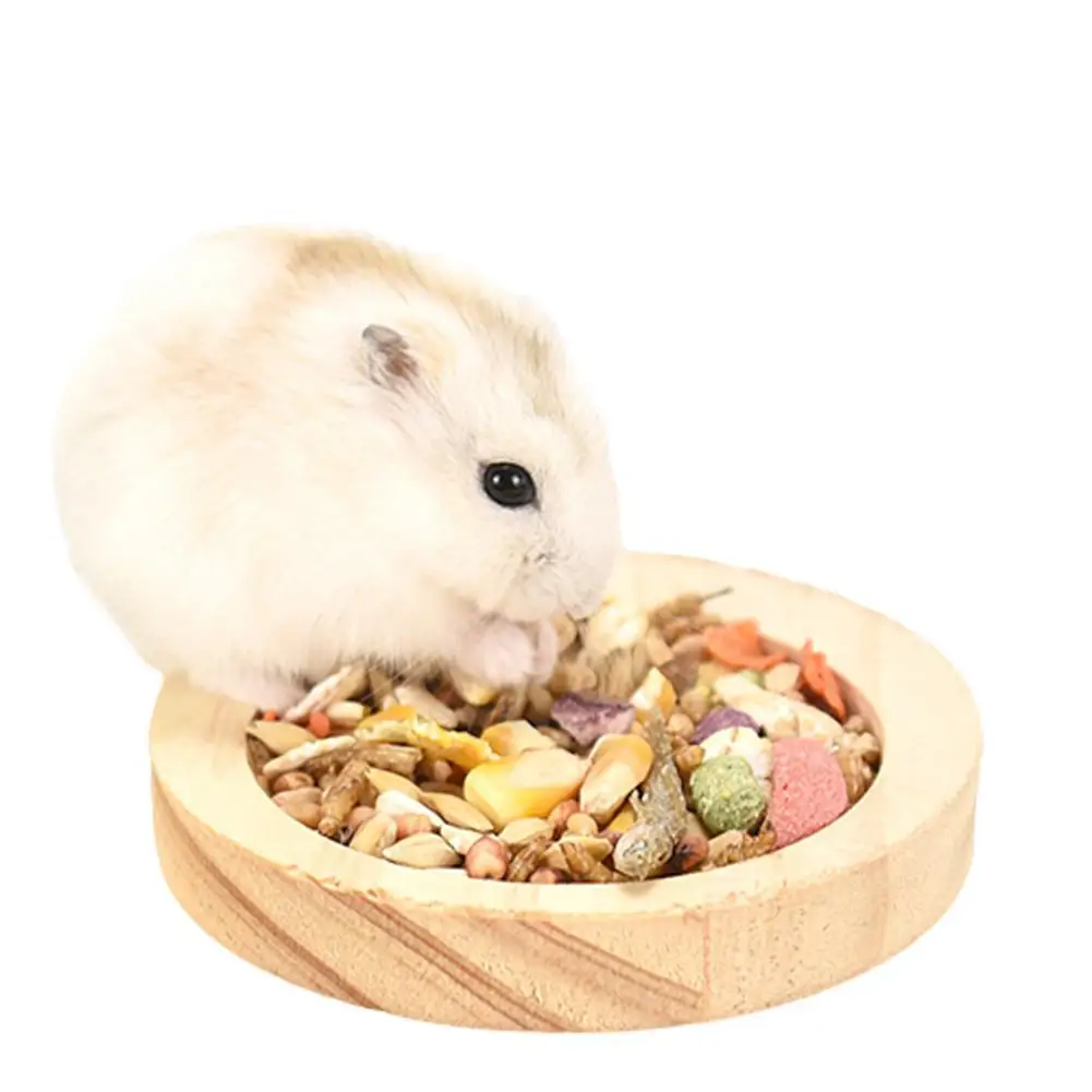 Wooden-Hamster-Feeding-Bowl-Hamster-Food-Bowl-Small-Animal-Round ...