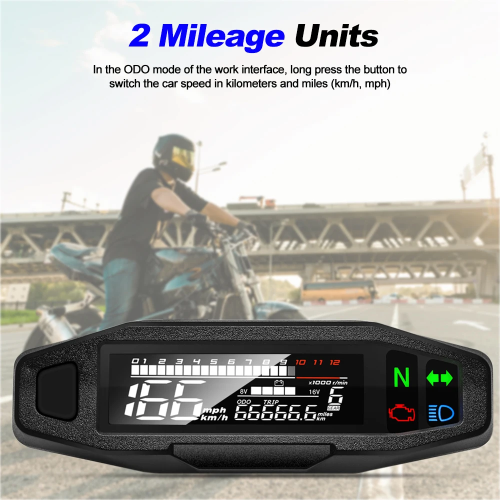 Digital-Motorcycle-Speedometer-LCD-Dashboard-RPM-KMH-Meter-Universal ...