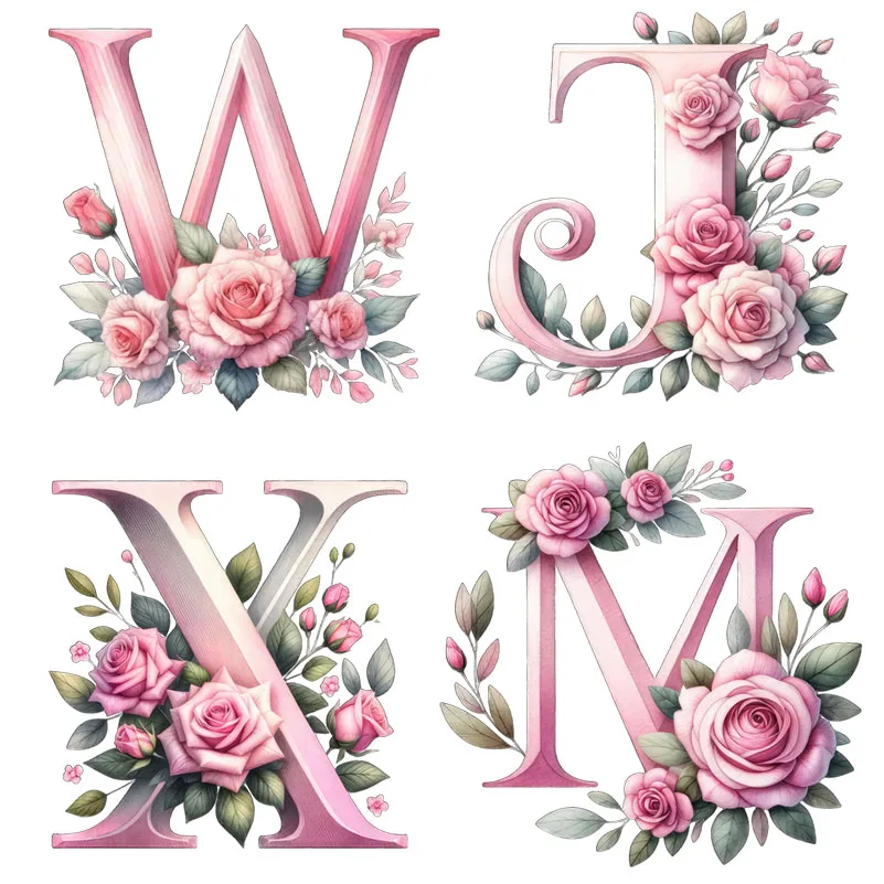 Three-Ratels-QCF362-Pink-flower-letter-art-self-adhesive-stickers-for ...