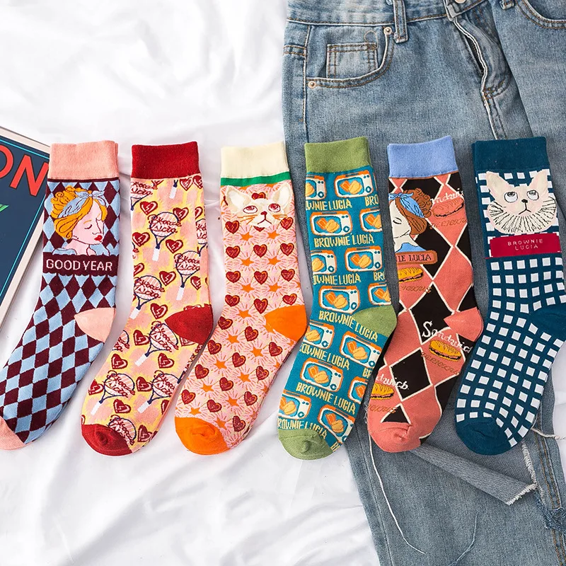 Spring and Autumn New Japanese Harajuku Woman Socks Cotton Korean ...