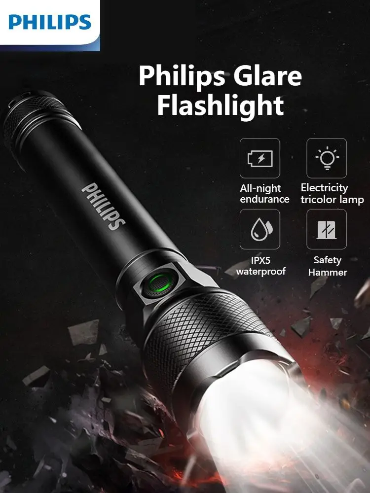 Philips-LED-Flashlight-With-USB-18650-Rechargeable-Battery-4-Lighting ...
