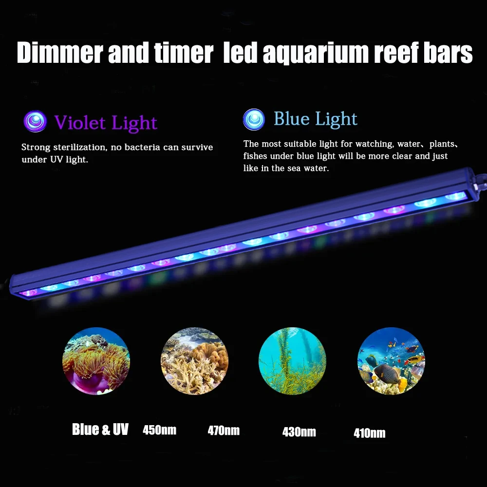 2sets-120cm-150cm-Led-Aquarium-Light-with-410nm-430nm-450nm-475nm-Blue ...