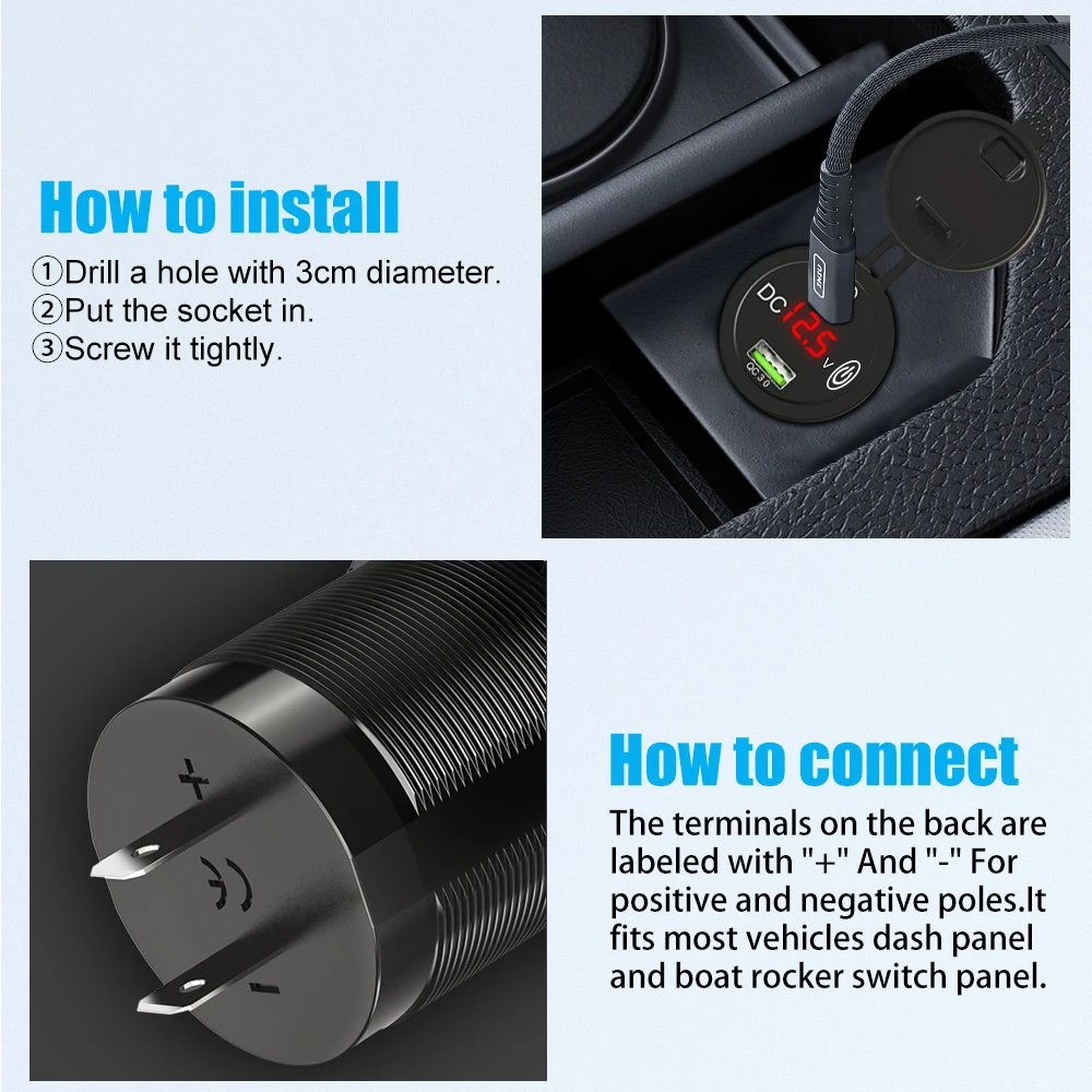 Extractme QC3.0 36W Car USB Charger with Switch Auto Electronic Cigar ...