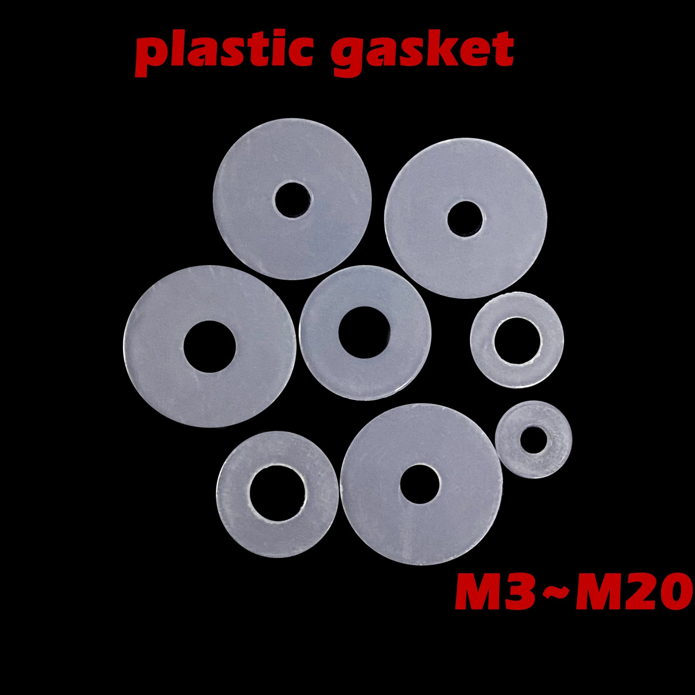 M3 M20 Transparent Nylon Flat Washer Plastic Flat 10/30/50/100PCS ...