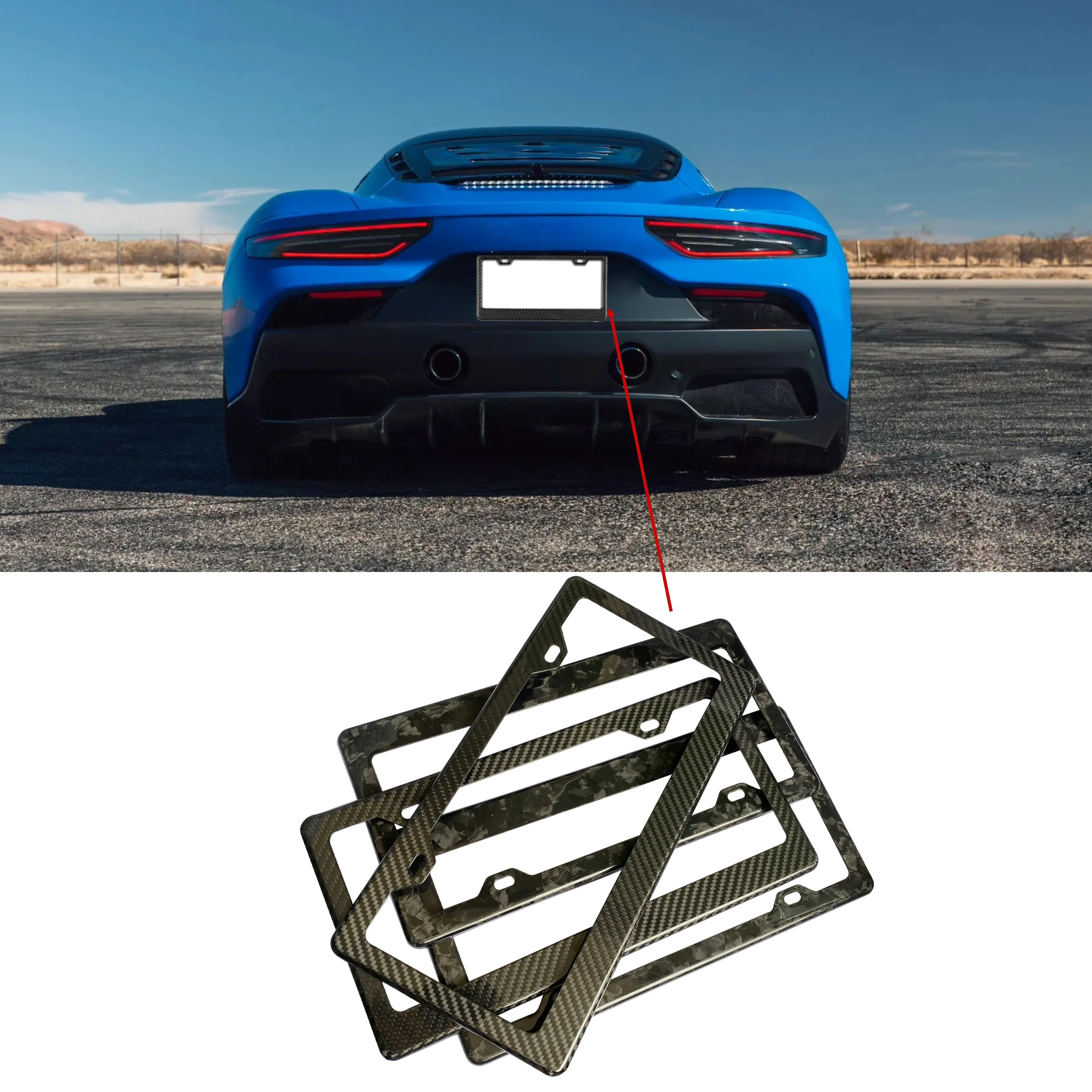 Carbon fiber forged US Standard Size car license plate frame license ...