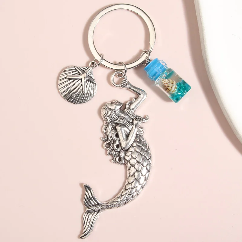 Sandbeach-Keychain-Shell-Starfish-Mermaid-Turtle-Key-Ring-Conch-Drift ...