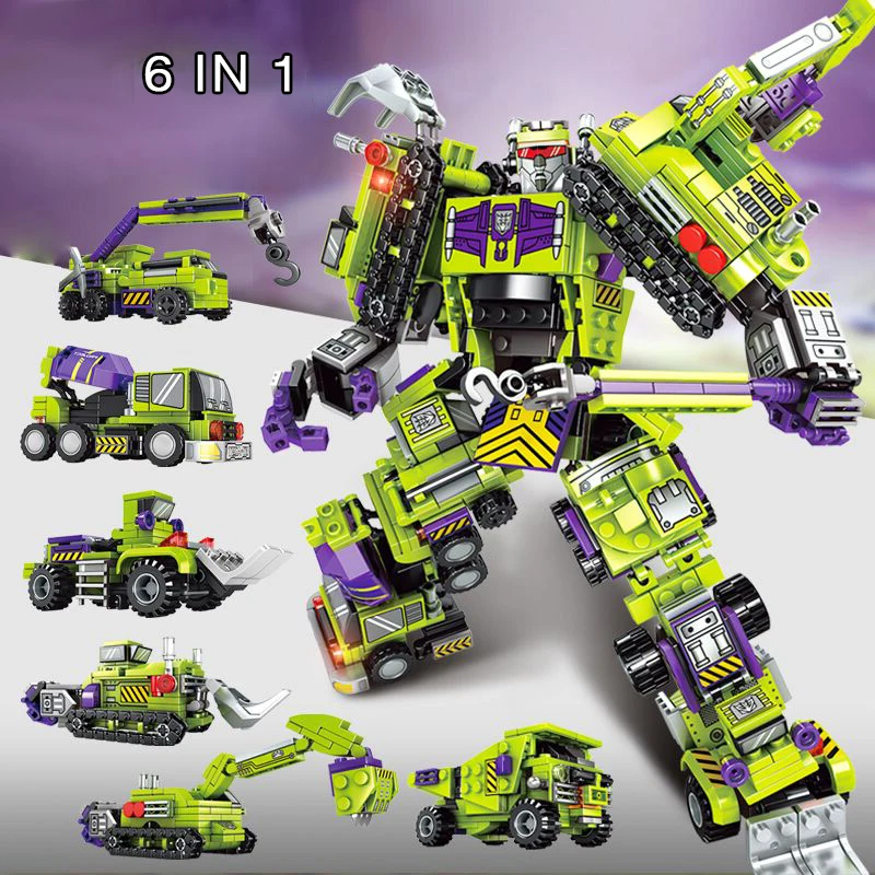 6-IN-1-Deformation-Car-Robot-Building-Blocks-Set-Engineer-Mecha ...