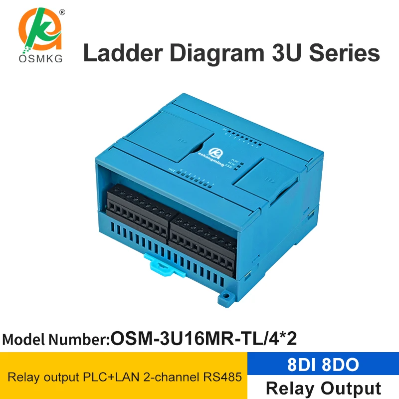 Oshangming 8 Input 8 Relay Output PLC RS485 Lan Modbus Rtu /TCP ladder ...