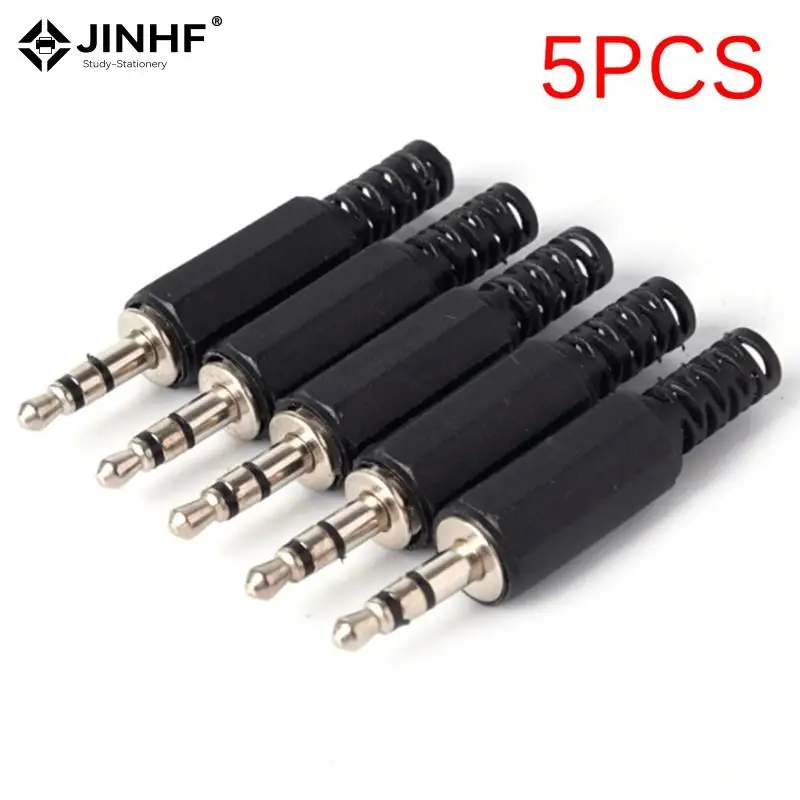 5pcs-Black-Plastic-Pure-Copper-Conductor-Housing-Audio-Jack-Plug ...