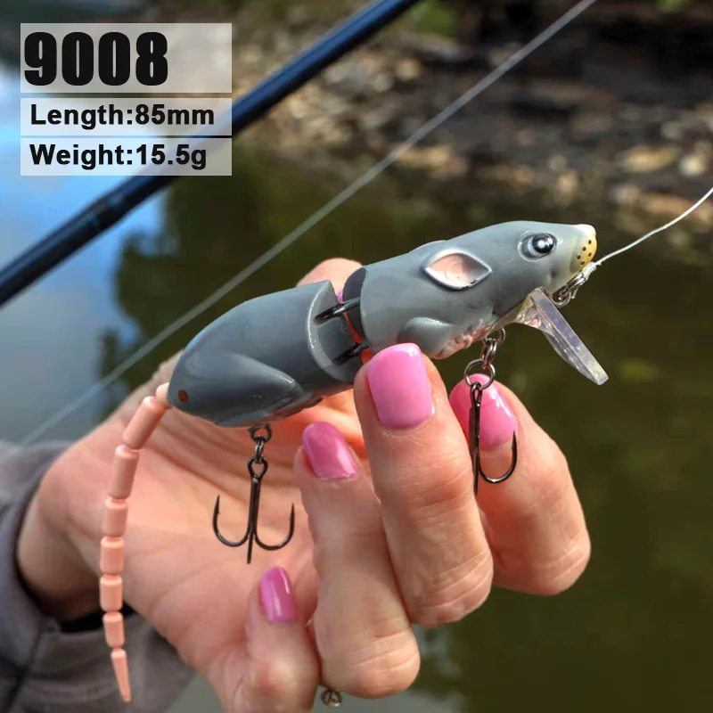 15.5g 85mm Topwater Rat Wakebait Multi-section Mouse Lure Artificial ...