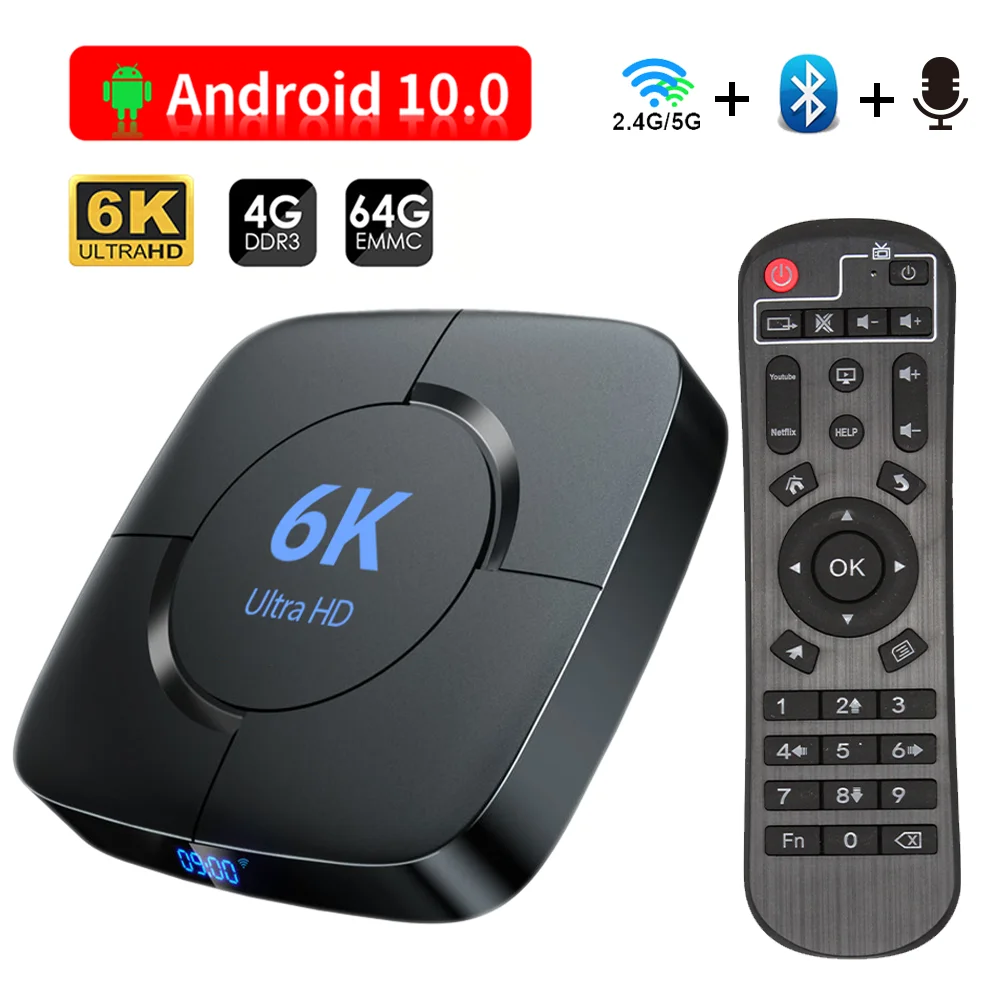 Android TV Box Android 10 4GB 32GB 64GB 6K TV BOX H.265 Media Player 3D ...