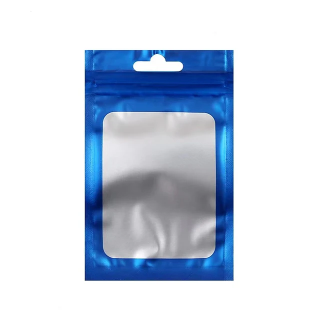 100Pcs Zip Lock Colorful Aluminum Foil Bag with Hang Hole Matte Clear ...