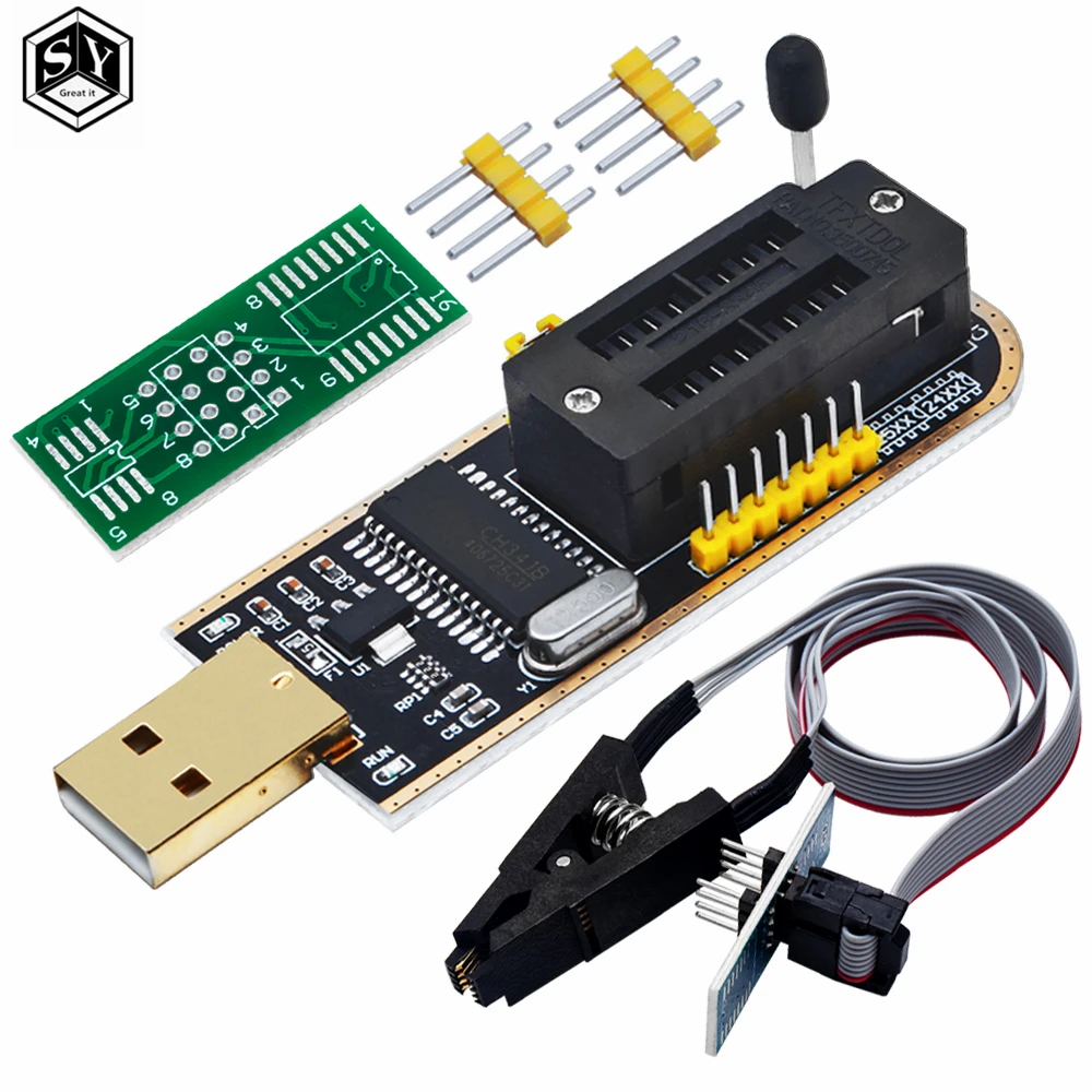 CH341A 24 25 Series EEPROM Flash BIOS USB Programmer Module + SOIC8 ...