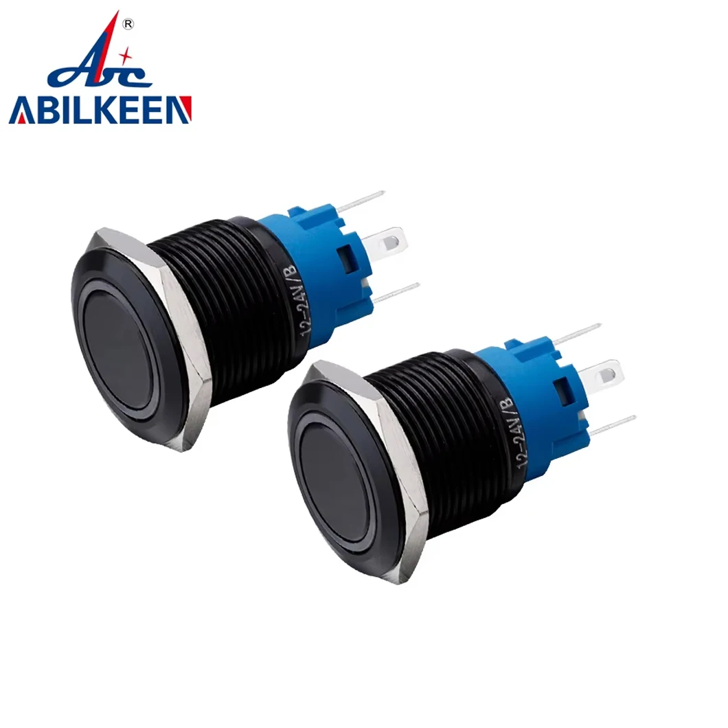 16mm-Metal-Black-Momentary-Latching-LED-Light-3V-5V-24V-220V-Flat-Head ...
