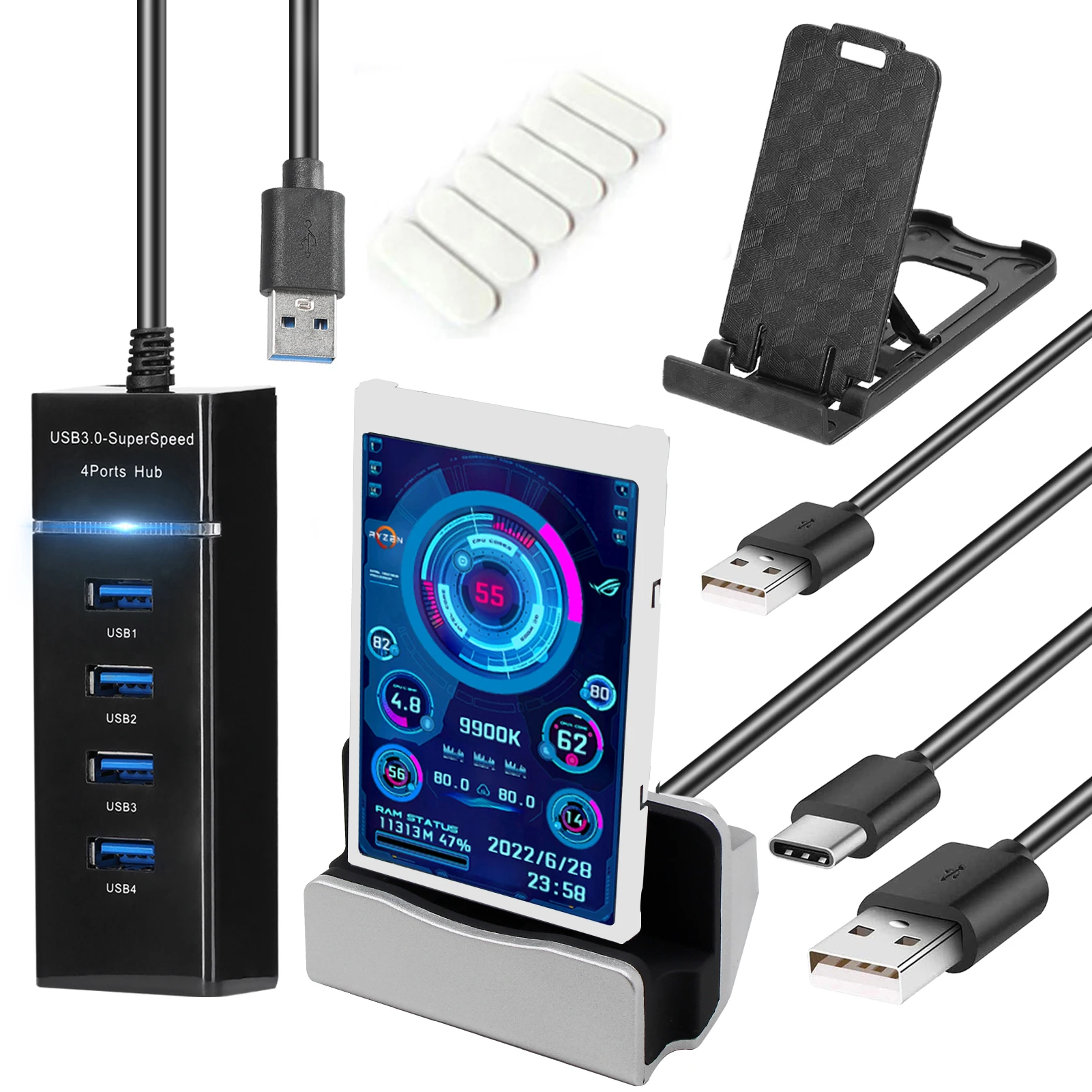 Pantalla de 3,5 pulgadas IPS para ordenador, con doble dispositivo USB ...