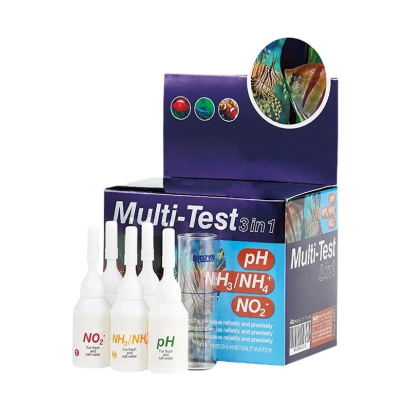 Nitrites Test Kits NO2/NH3/NH4, PH 3-in-1 Test Solution for Freshwater ...