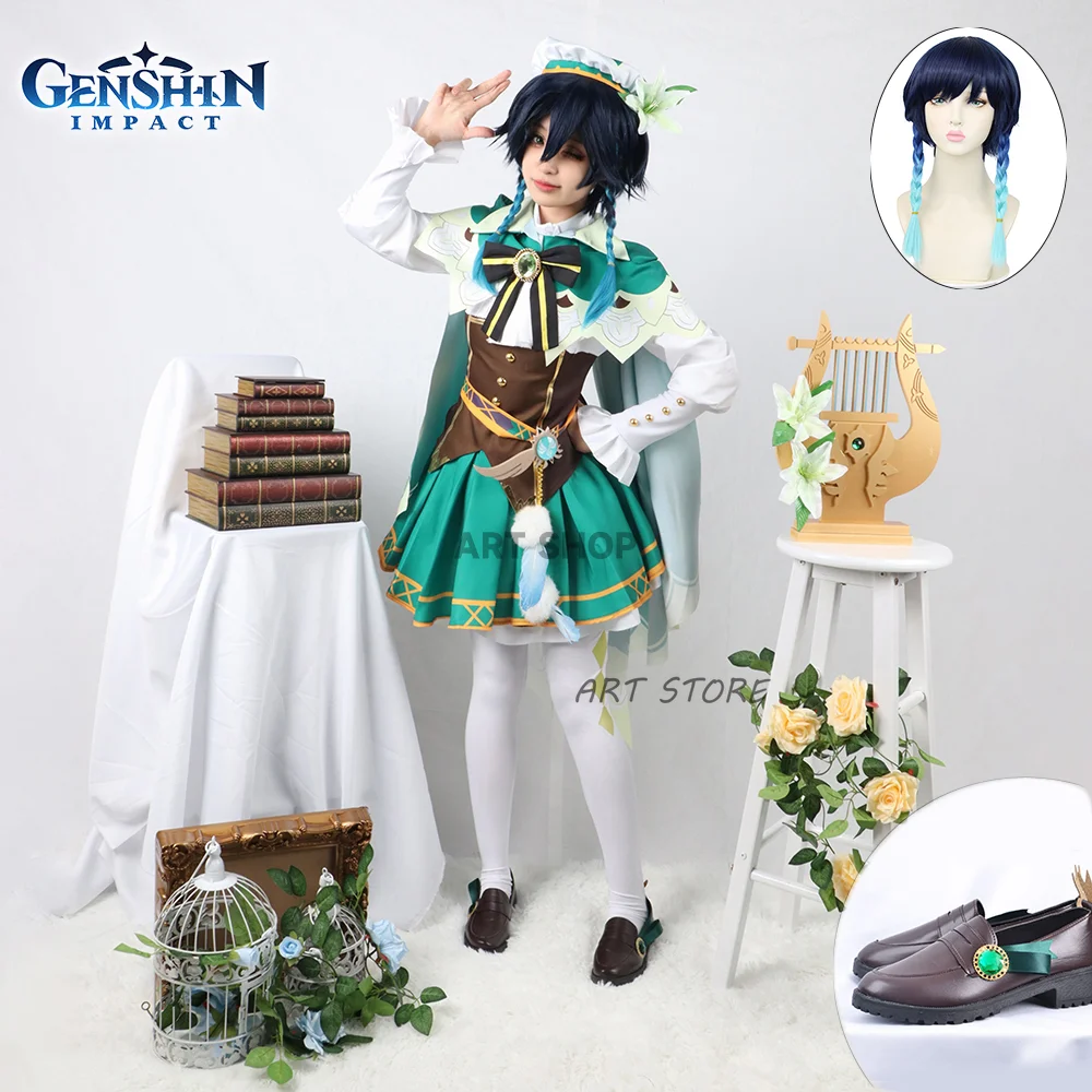 Venti-Cosplay-Genshin-Impact-Costume-Uniform-Dress-Wig-Shoes-Set ...