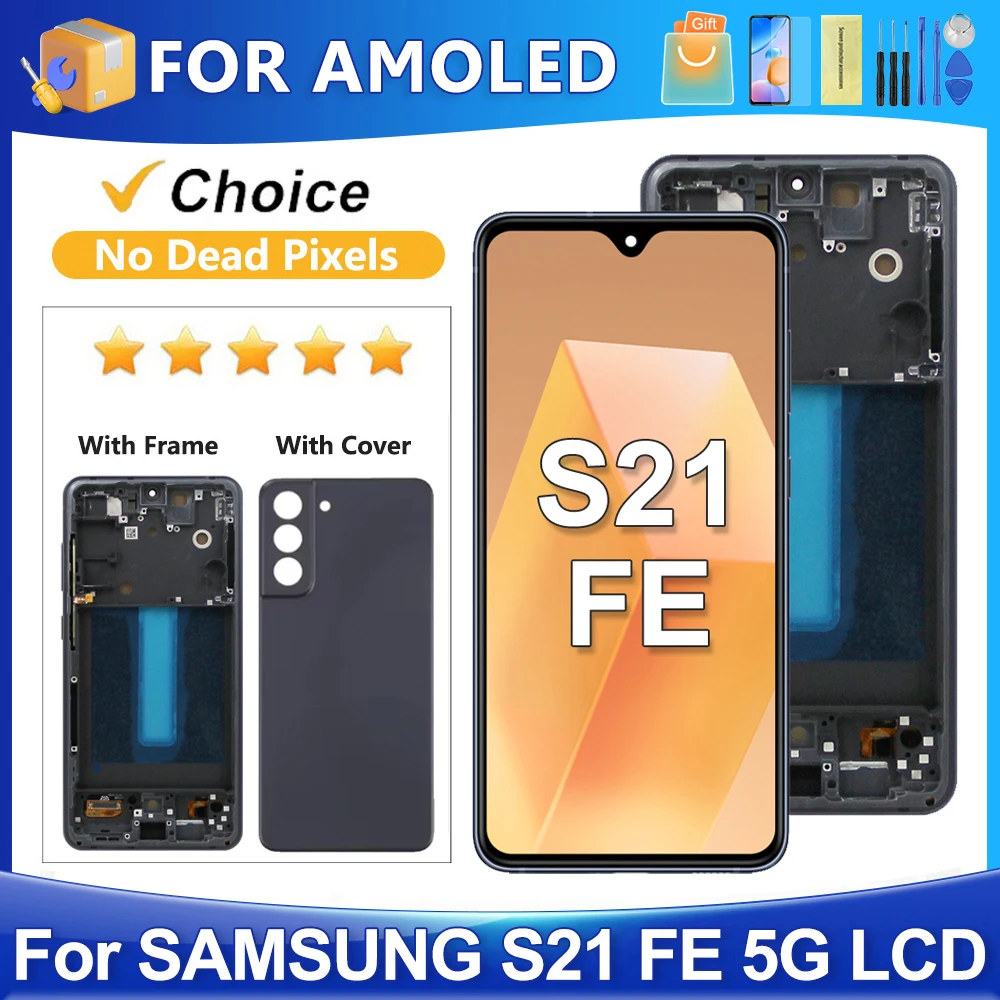 S21 FE 5G For AMOLED For Samsung S21FE 5G G990B G990U G990W LCD Display ...