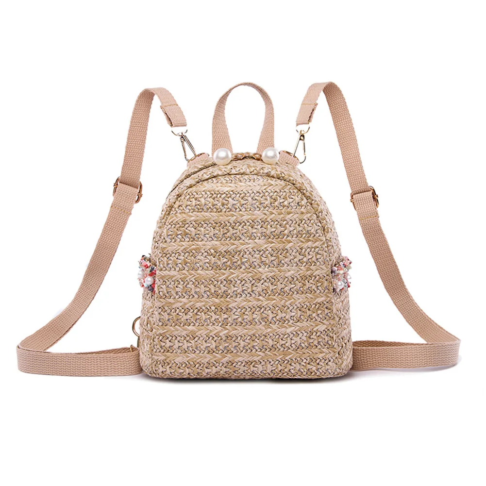 Retro Hollow Straw Women Backpacks Drawstring Beach Summer Travel Girls ...