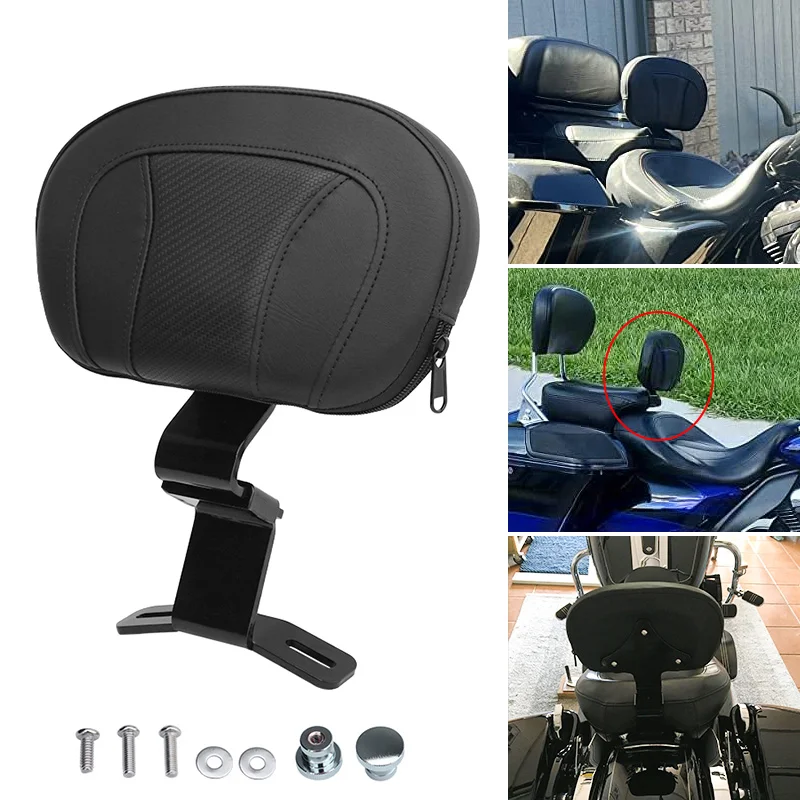 Motorcycle Front Driver Rider Backrest Adjustable Black Mounting Kit ...