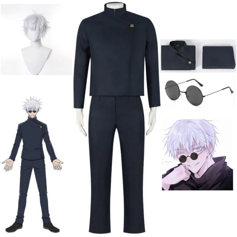 Anime-Jujutsu-Kaisen-Gojo-Satoru-Cosplay-Top-Pants-Glasses-High-School ...