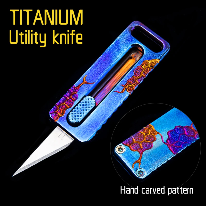 Blue-Utility-Knife-Titanium-Paper-Cutting-Tool-Knife-Push-Pull-Knife ...