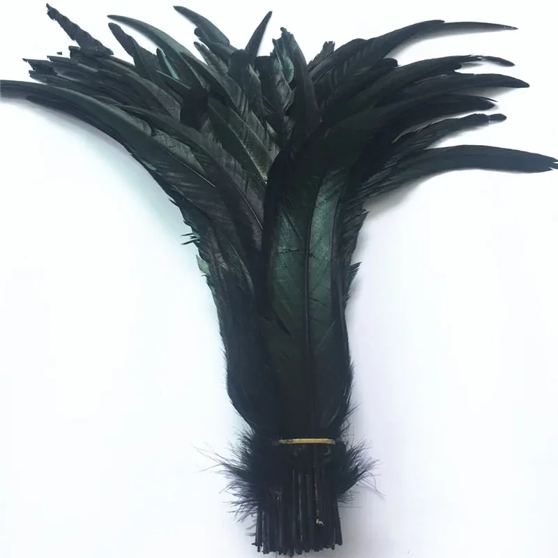 Black-Rooster-Coque-Tail-Feather-40-45cm-16-18-long-Rooster-Feathers ...