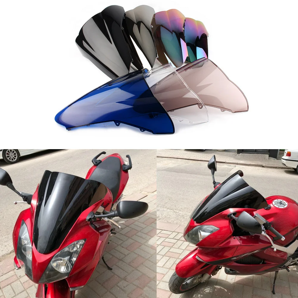 Motorcycle-Double-Bubble-Windshield-Deflector-Protector-Wind-Screen-For ...