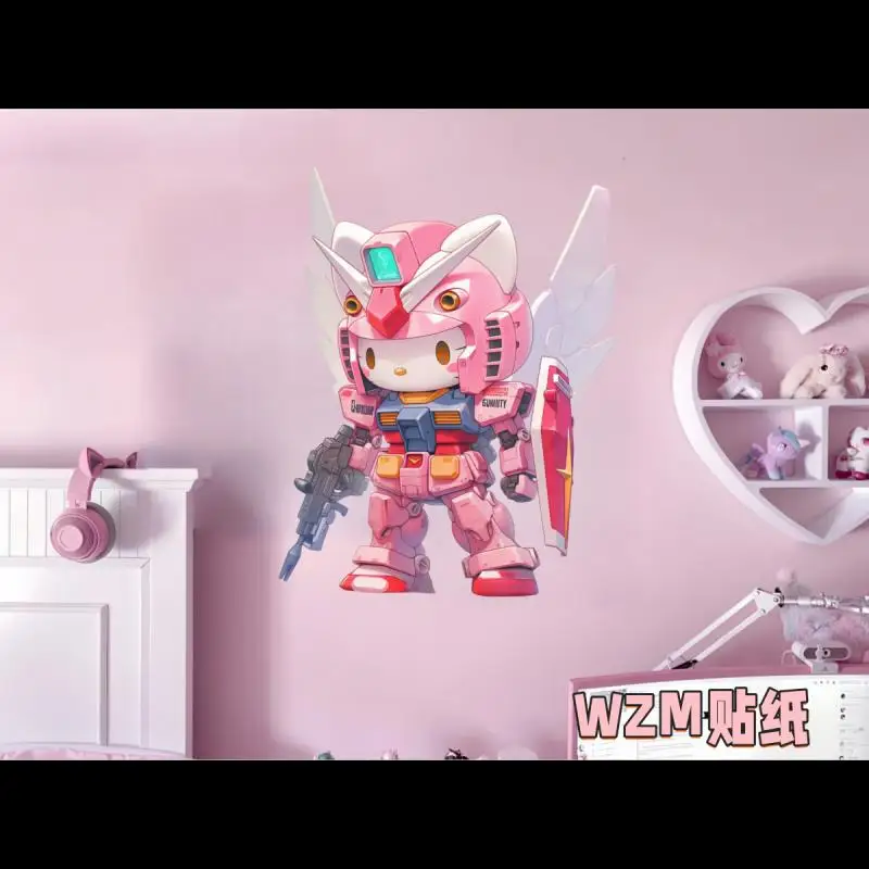 Sanrio-Hello-Kitty-dibujos-animados-Gundam-Mech-estilo-pegatinas-de ...