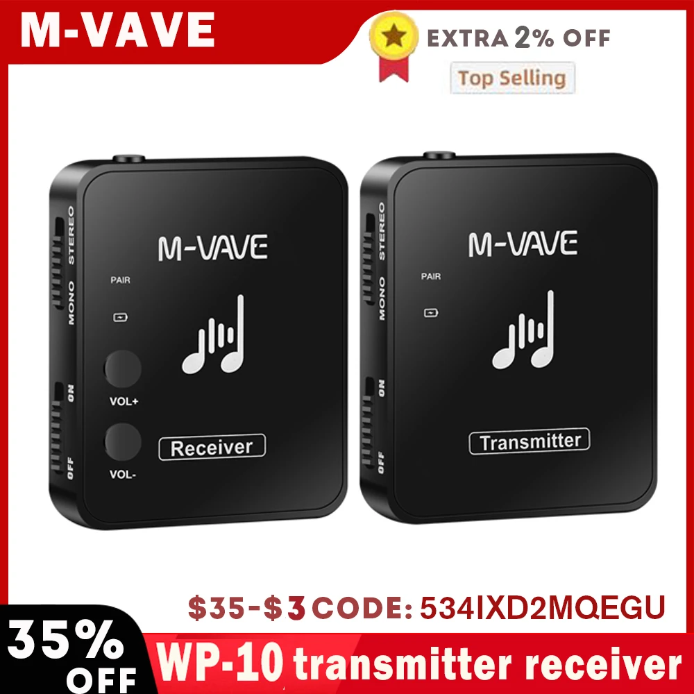 M-vave-WP-10-2-4GWireless-System-Earphone-Monitor-Rechargeable-Transmitter-receiver-Support ...