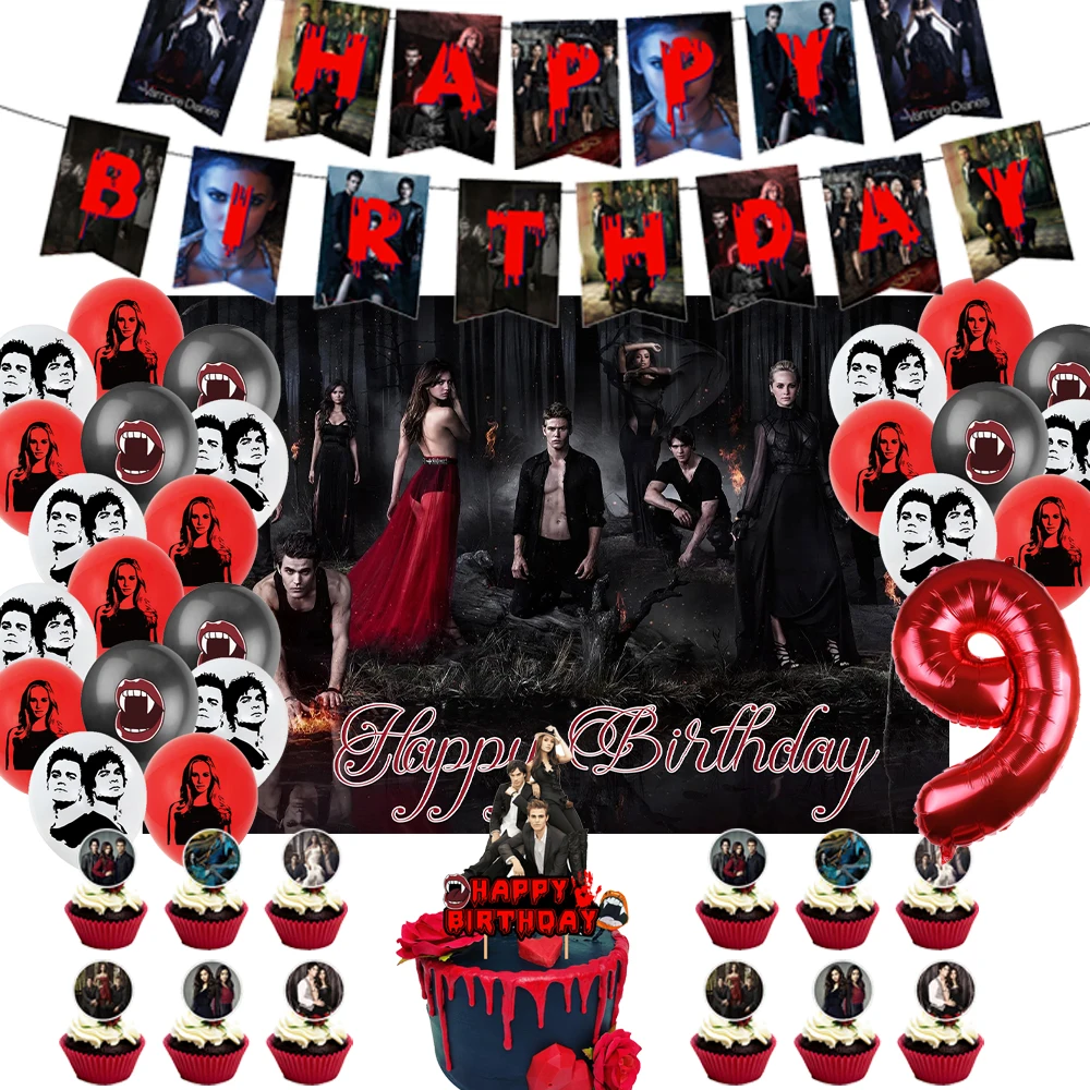 The Vampireing Diaries Theme Background Happy Birthday Party Decoration ...