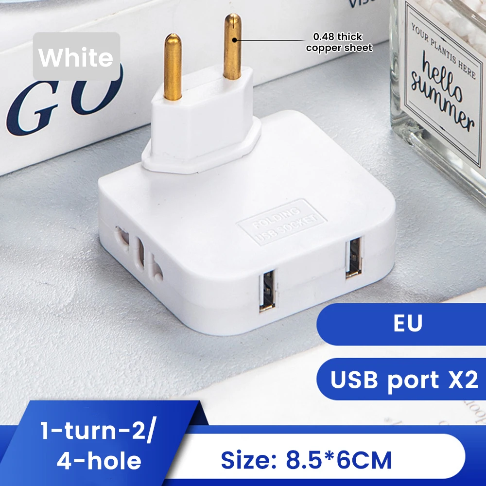 3 in 1 EU Plug to US/EU Universal Plug Dual USB Port Foldable Hidden ...