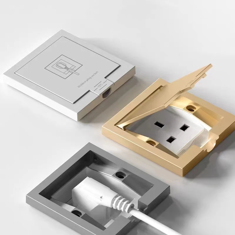 UK Plug 13A Recessed socket panel with hidden waterproof plug and built ...