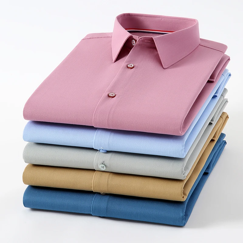 New-Fashion-Men-s-Casual-Shirts-Long-Sleeved-Solid-Color-Luxury ...