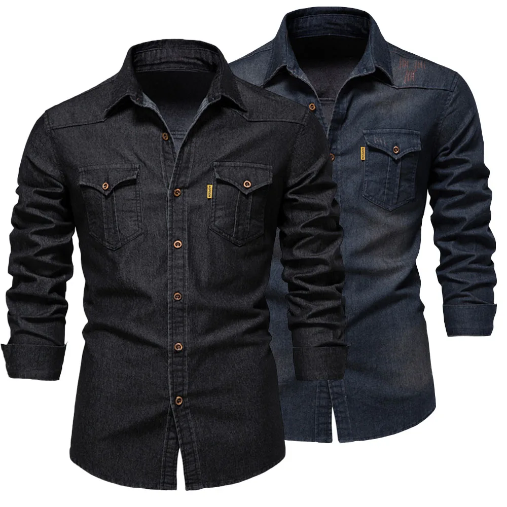 Fashion-Autumn-Cotton-Denim-Shirts-Men-Casual-Long-Sleeve-Quality ...