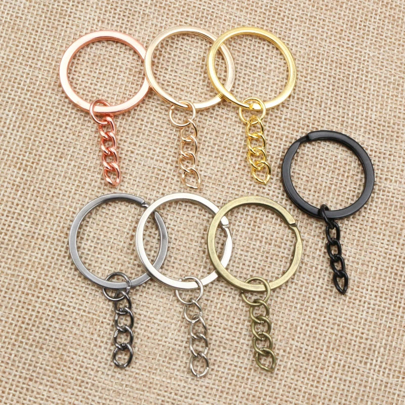 20-pcs-lot-Key-Ring-Key-Chain-7-Colors-Plated-50mm-Long-Round-Split ...