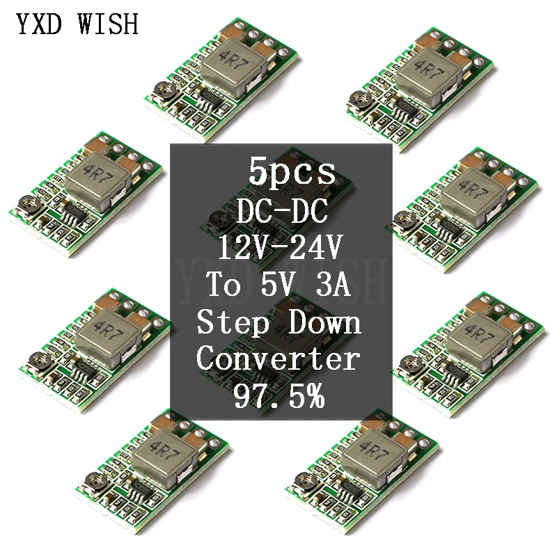 5pcs Step Down Power Supply Module Mini Dc-dc 12-24v To 5v 3a Voltage ...