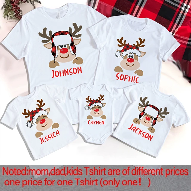 Ropa familiar personalizada a juego para Navidad, camiseta ...