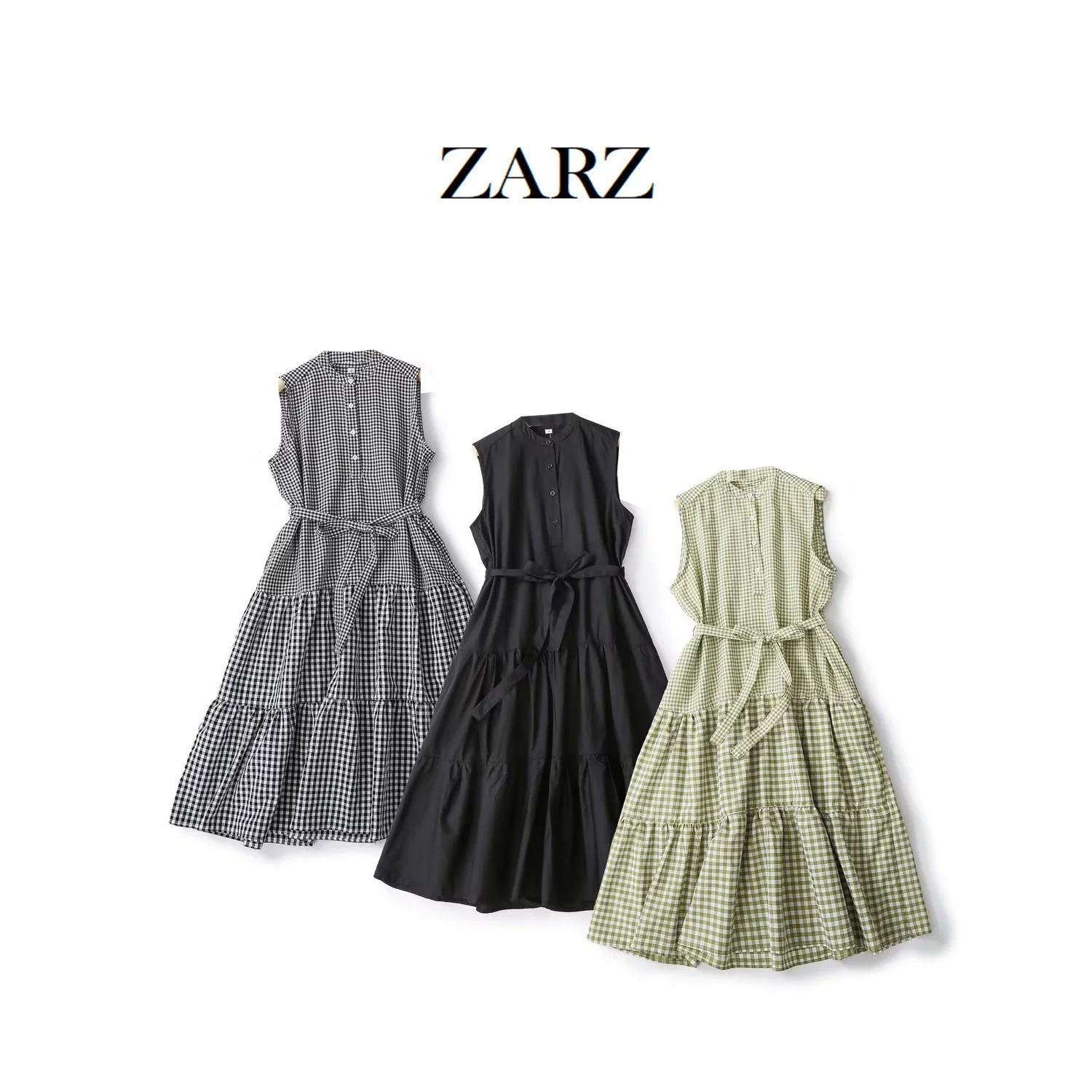 Zarz-Homemade-Sle-New-Women-clothes-Bunchy-Yarn-Plaid-Sleeveless-Dress ...