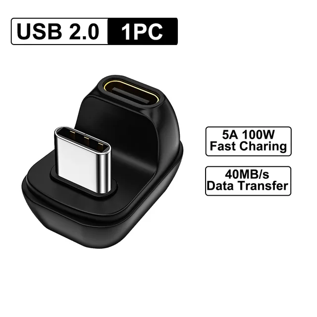 1Pcs USB4.0 40Gbps Adapter USB C Male To Female 180° 100W Fast Charging ...