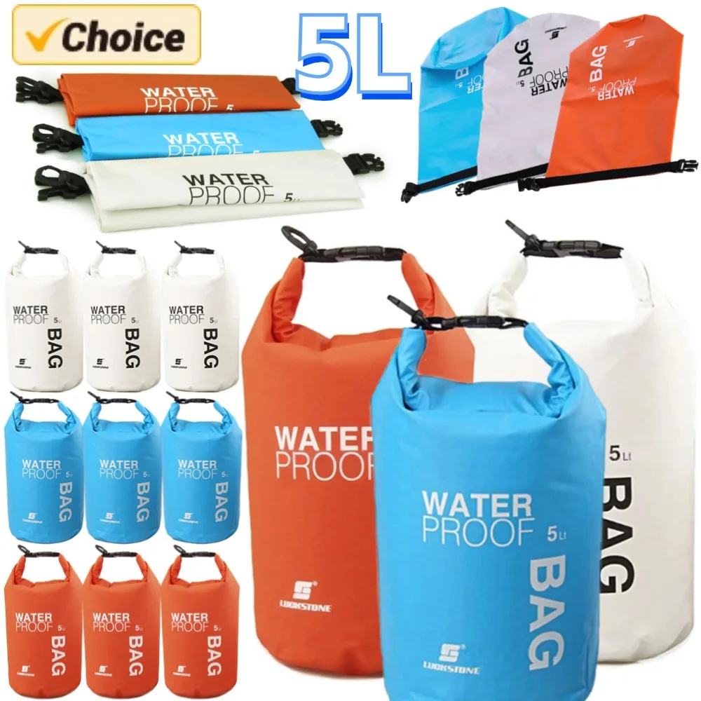 5L Waterproof Dry Bag Pack Sack Swimming Rafting Kayaking River ...