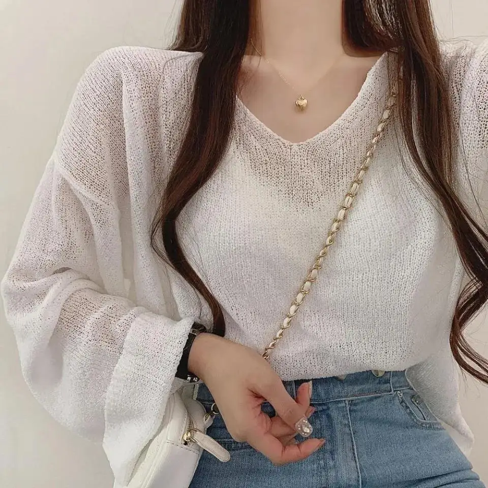 plus Size Knitted Air Conditioner Cover up Women's Thin Design Summer ...