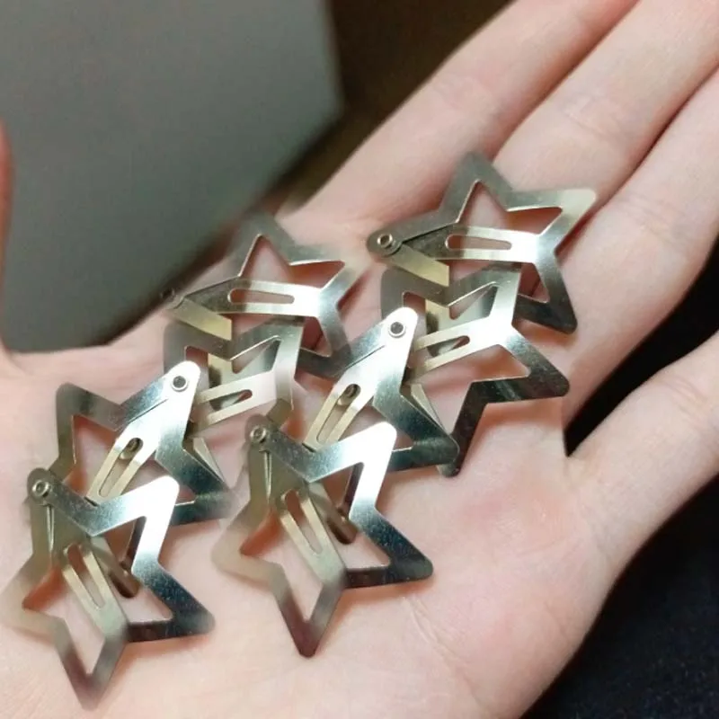 50-25-2PCS-Silver-Star-Hair-Clips-Girls-Cute-Star-Metal-Snap-Clip ...