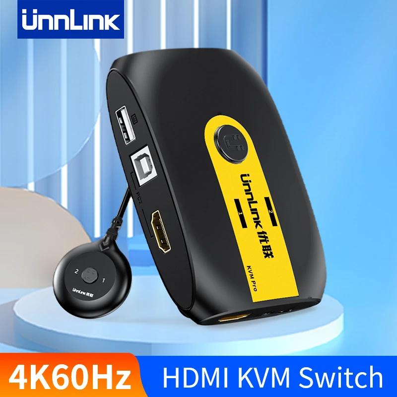 Unnlink Hdmi KVM Switch 4K60Hz Video Switcher with Extender 2 laptop ...
